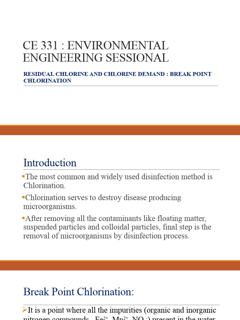 Break Point Chlorination | PDF | Chlorine | Chemical Compounds