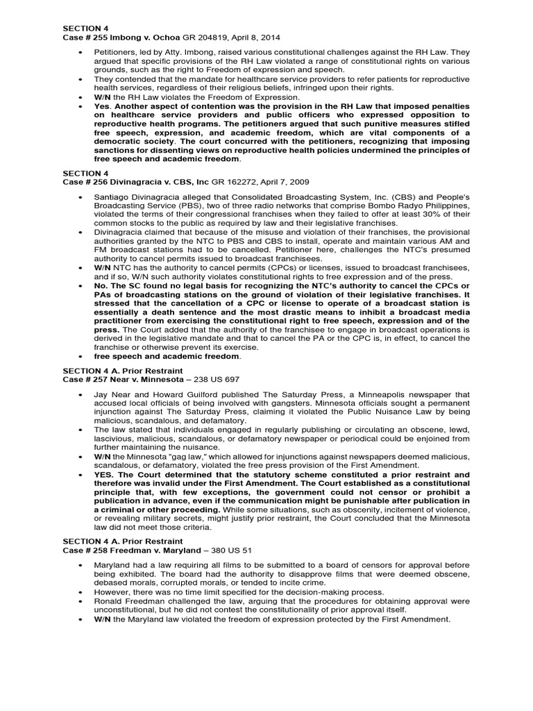 Assigned Cases 255 377 | PDF | Prior Restraint | First Amendment To The ...