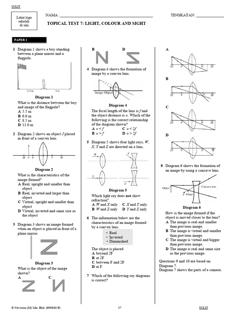 IT Sci F4 Topical Test 7 (E) | PDF | Color | Camera