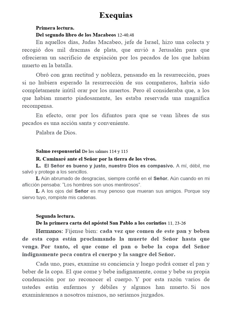 Lecturas Bíblicas para Primera Comunión | PDF | Evangelio de juan | Creencia religiosa y doctrina