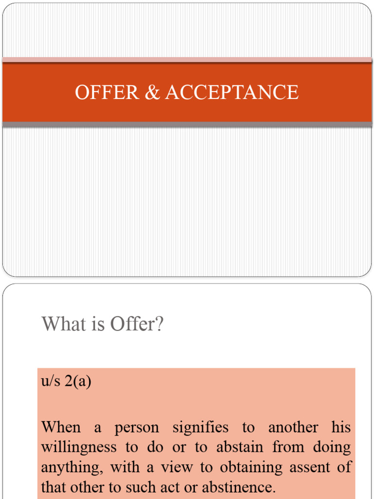 Offer & Acceptance | PDF | Offer And Acceptance | Consent