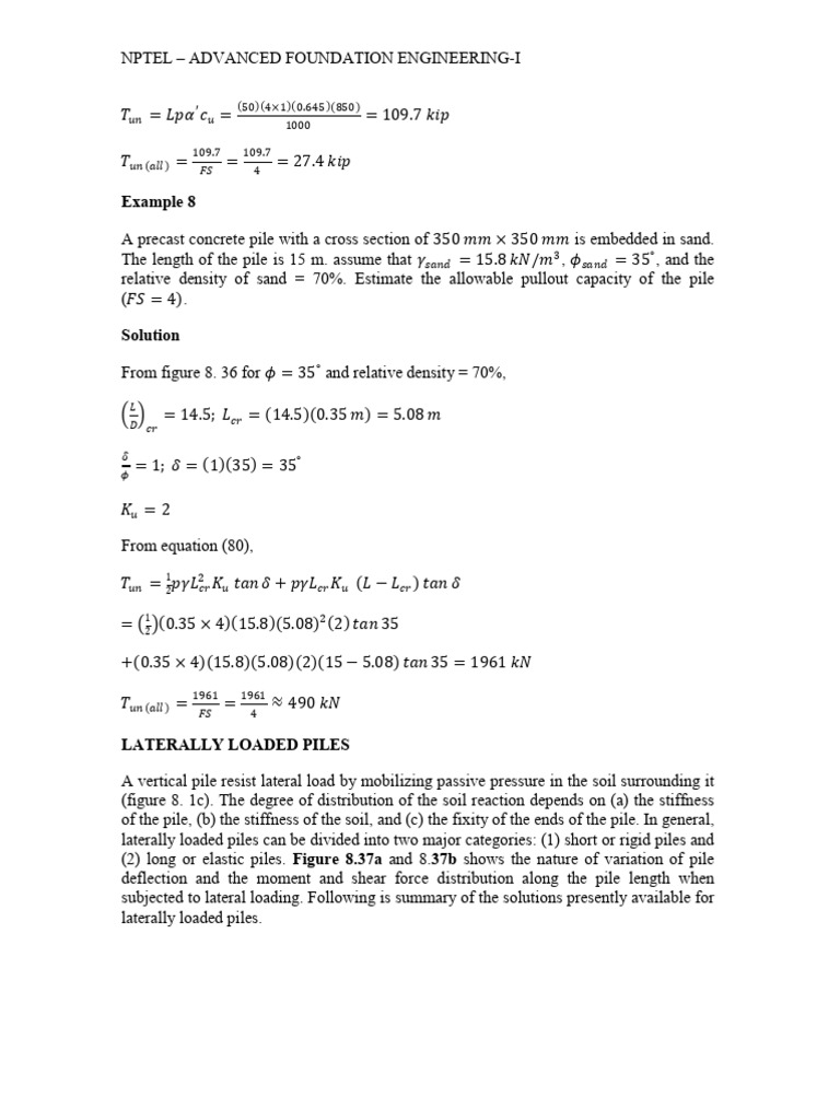 Laterally Loaded Piles | PDF | Deep Foundation | Elasticity (Physics)
