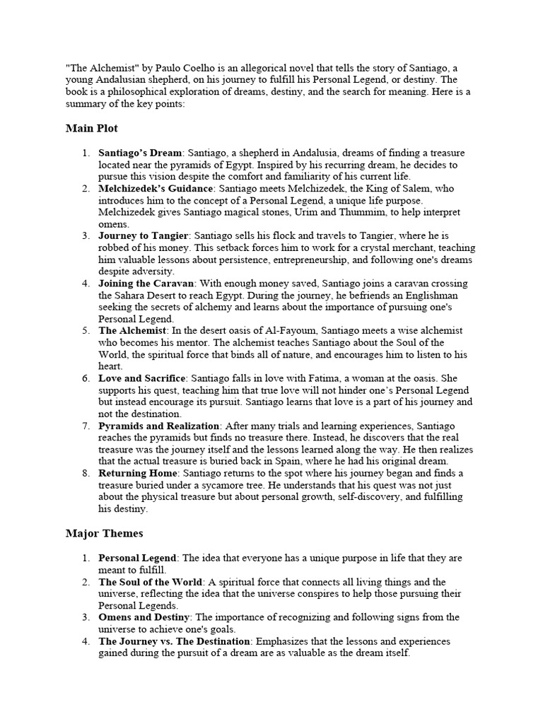 Summary of The Alchemist | PDF | Young Adult