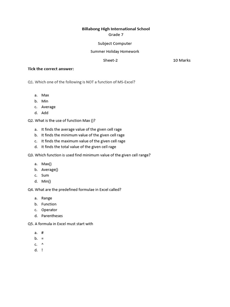 Computer Grade 7 Sheet 2 | PDF