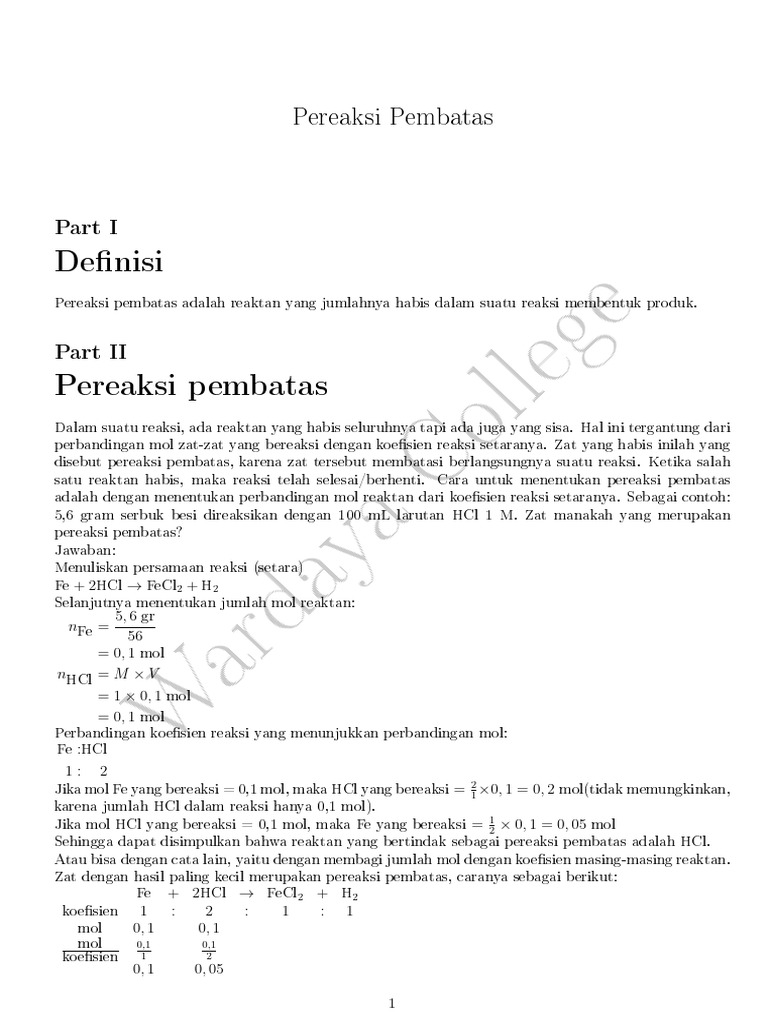03 05 03 Pereaksi Pembatas - Modul | PDF