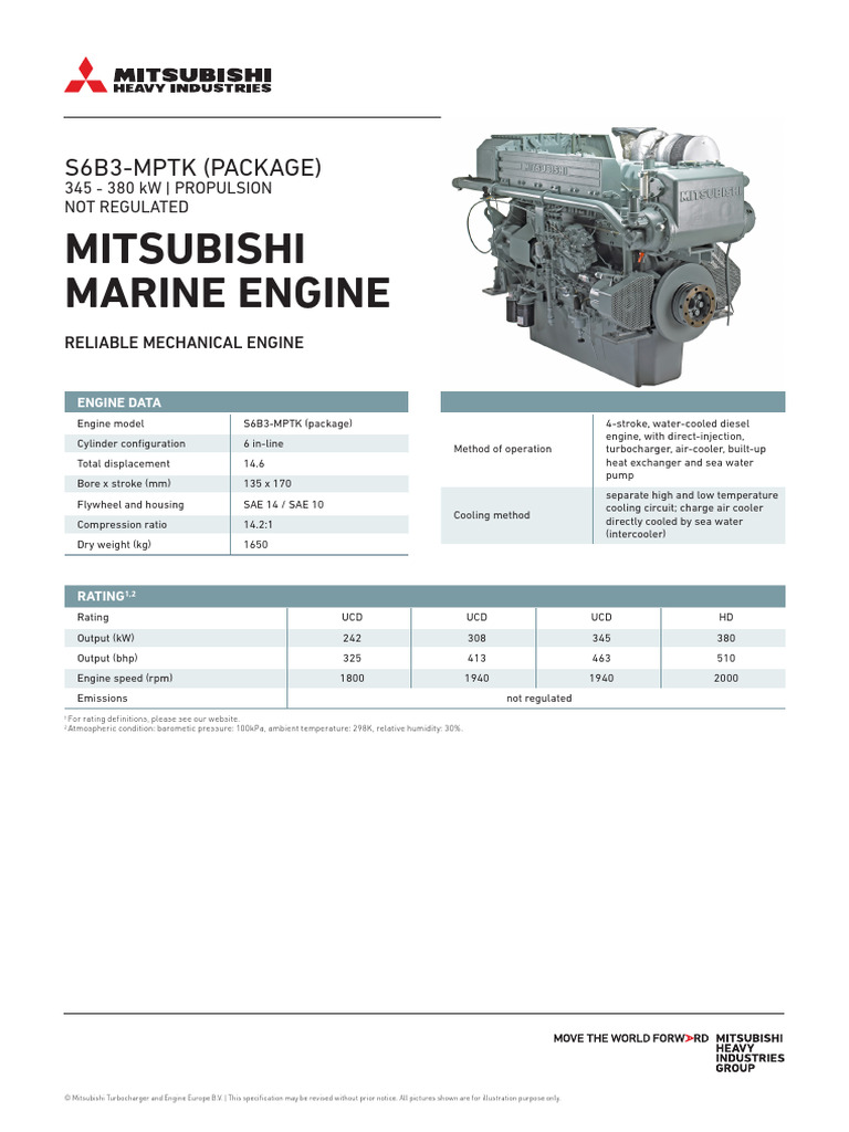 Mitsubishi Marine Engine S6B3 MPTK Package | PDF | Engines | Diesel Engine