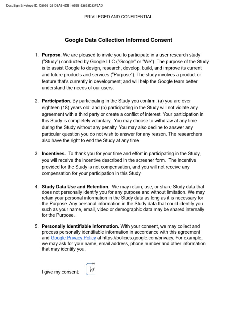 Google User Research Consent Form | PDF | Confidentiality | Privacy