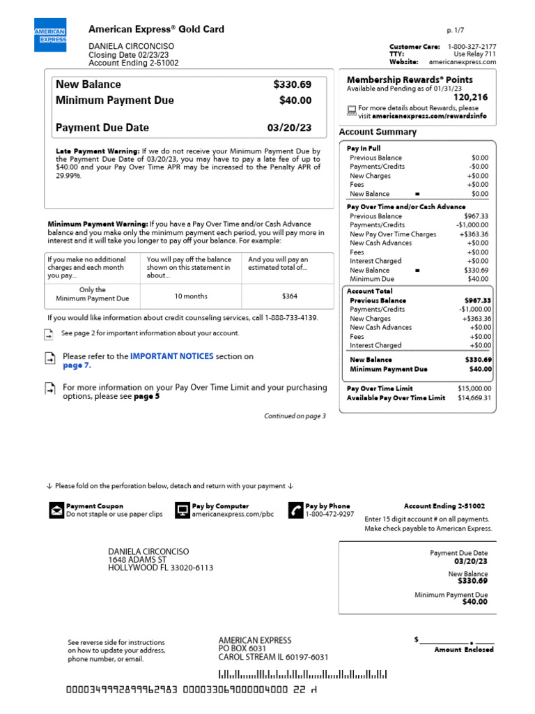 Amex Statement 2023-02-23 | PDF | Credit Card | Interest