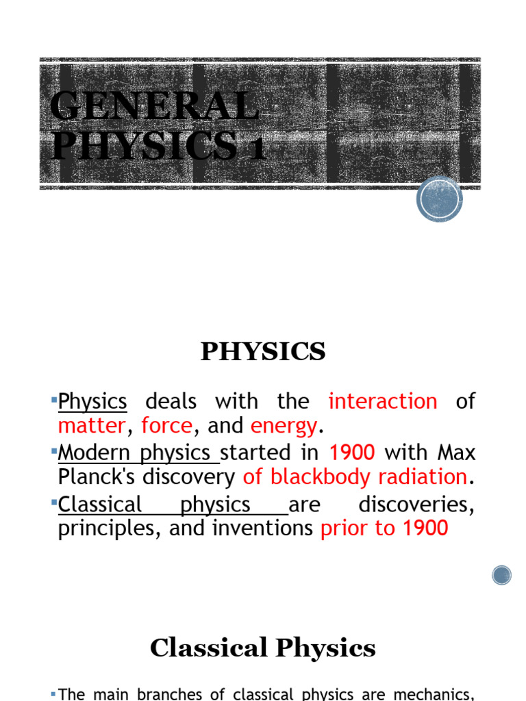 General Physics 1 | PDF | Physics | Matter