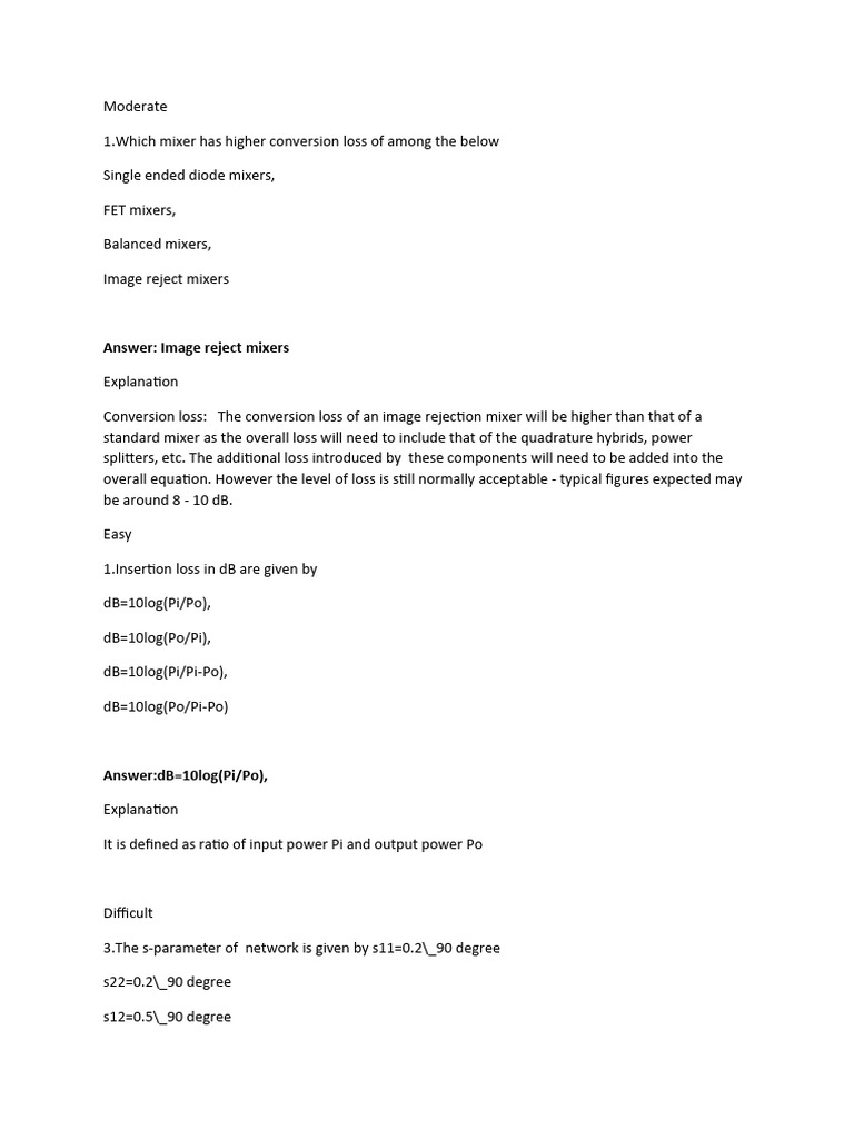 Mixer and Amplifier Characteristics | PDF | Amplifier | Electronic Oscillator