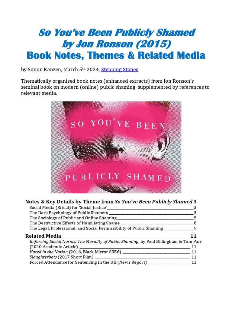So You'Ve Been Publicly Shamed by Jon Ronson: Book Notes, Themes ...