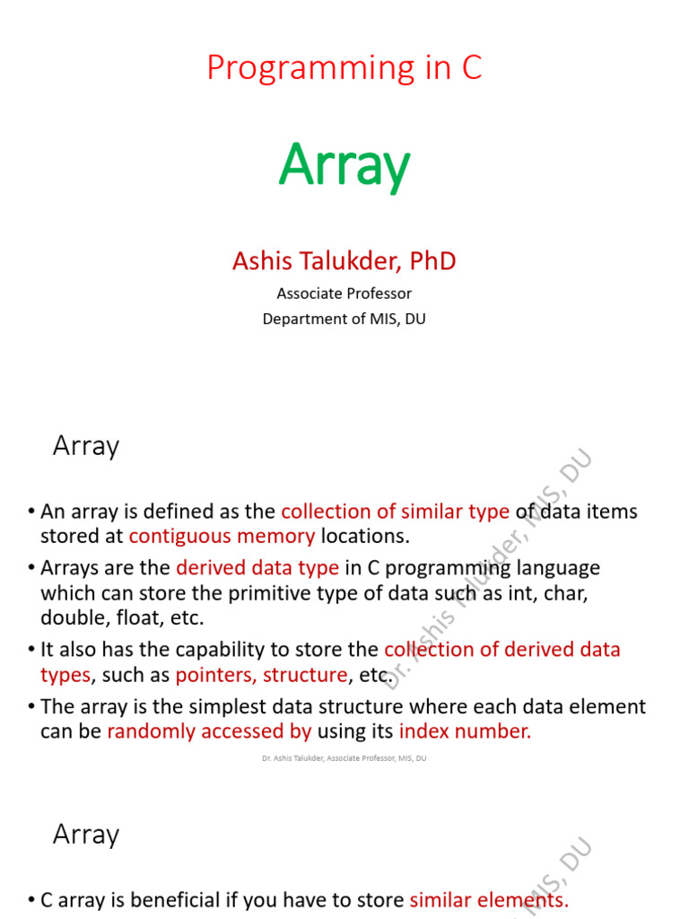 6_Array | PDF | Matrix (Mathematics) | Computer Programming