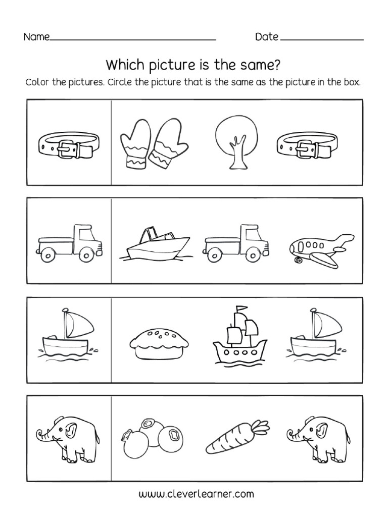 Preschool Same or Different Activity Worksheet 1f | PDF