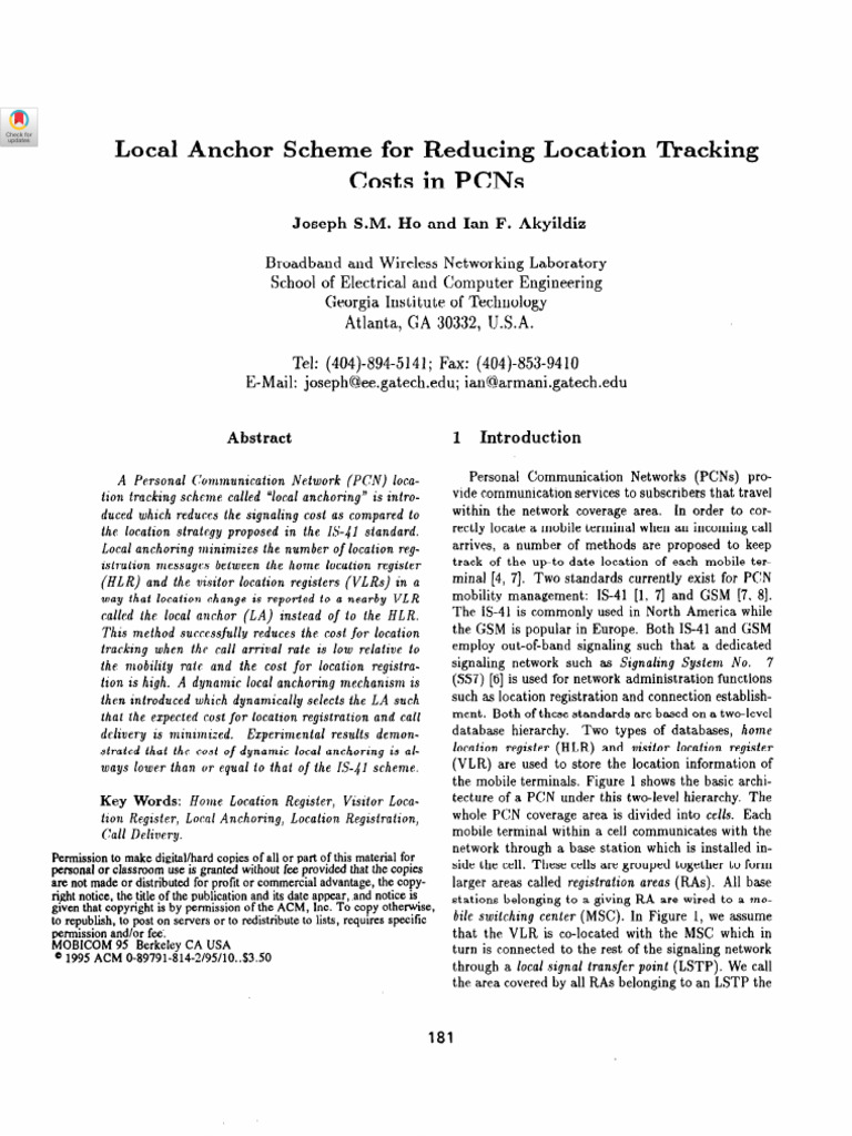 Local Anchoring Scheme For Reduce Cost | PDF | Telecommunications ...