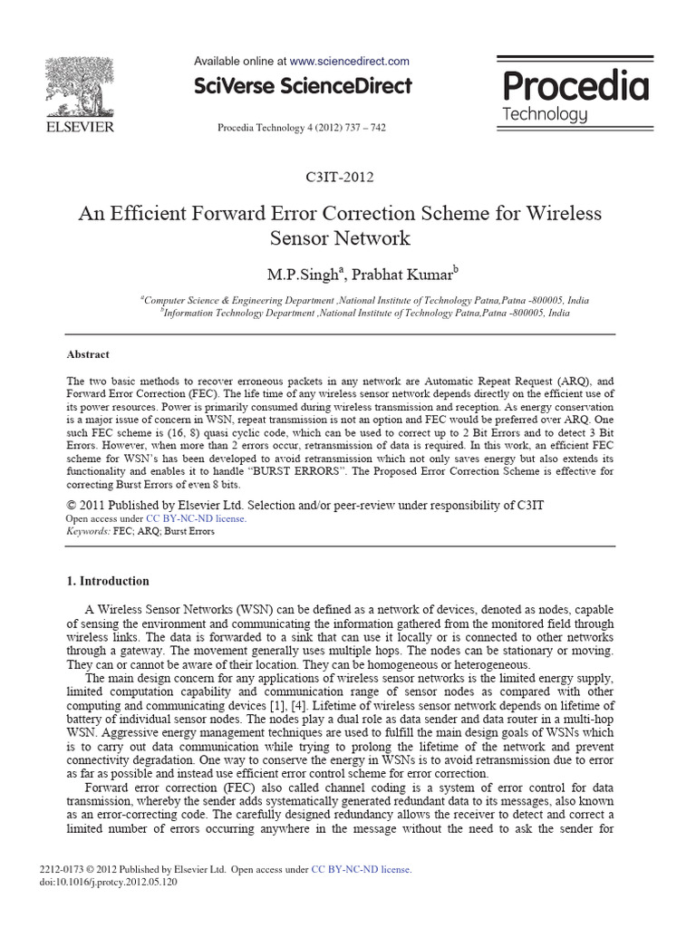 An Efficient Forward Error Correction Scheme For Wireless Pdf Error