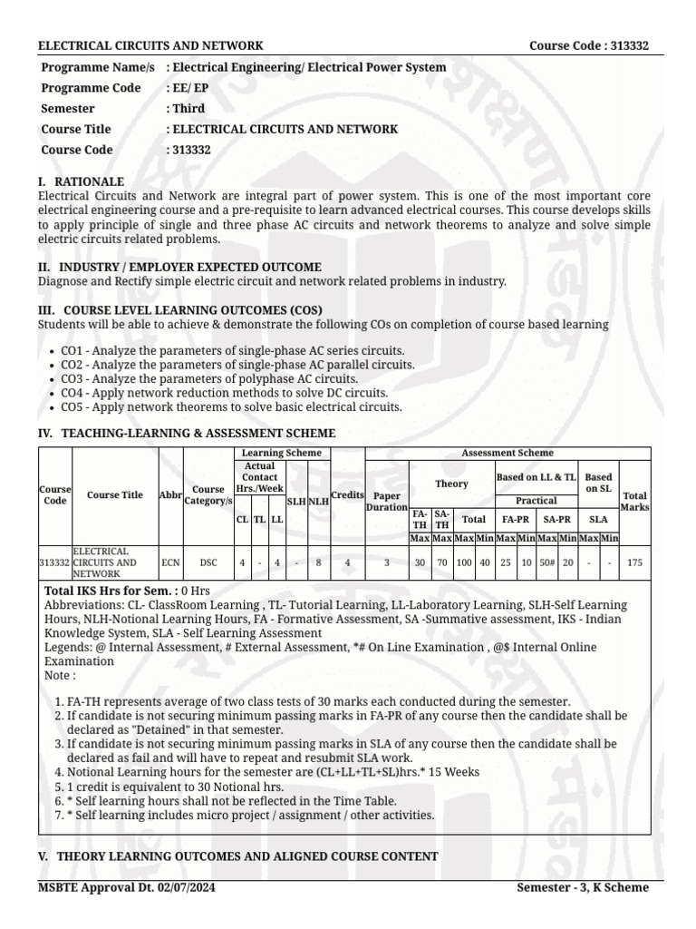 313332-Electrical Circuits and Network | PDF | Ac Power | Electrical Impedance