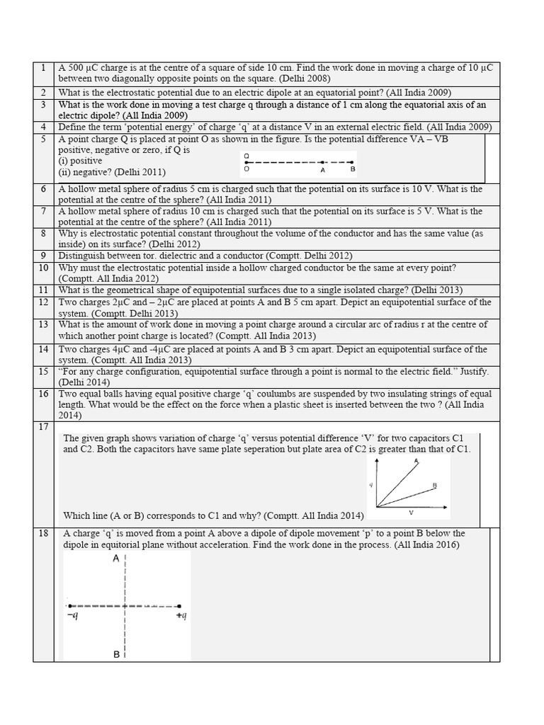 Physics Exam Prep: Electrostatics | PDF | Capacitance | Capacitor
