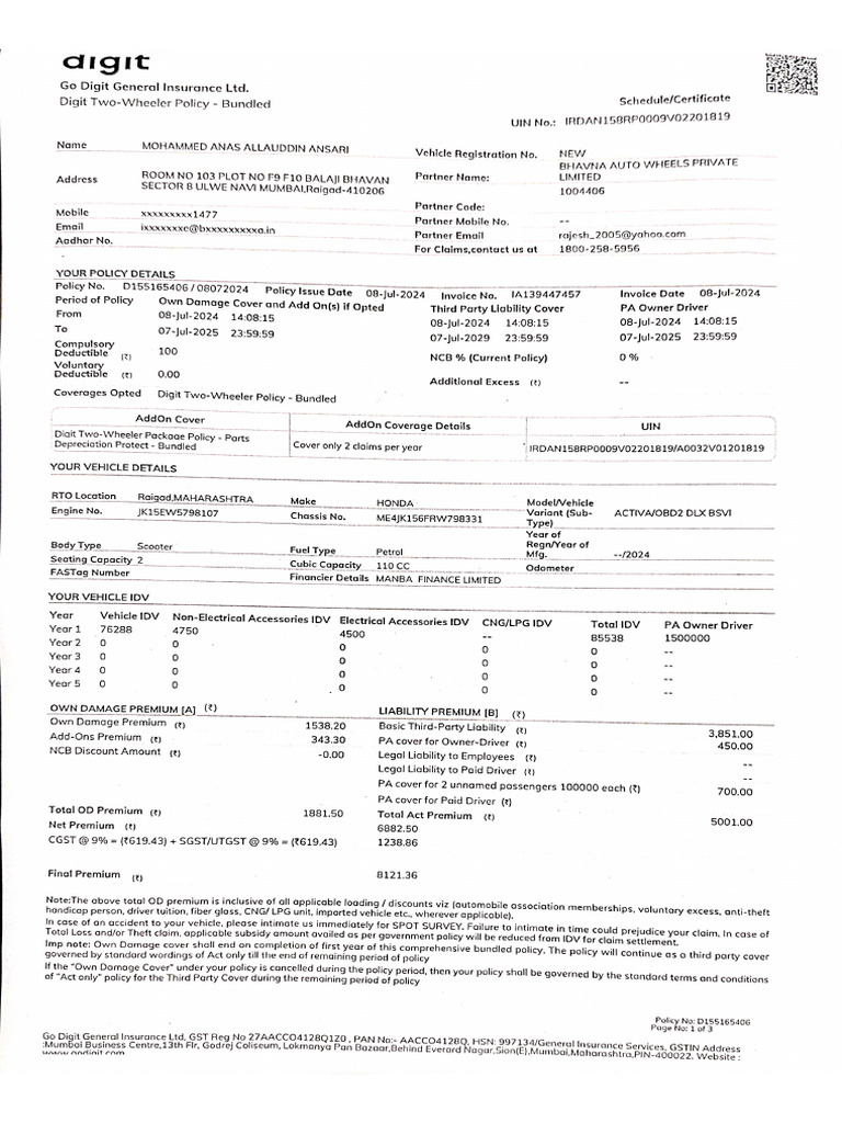 Mohammad Anas Insurance | PDF