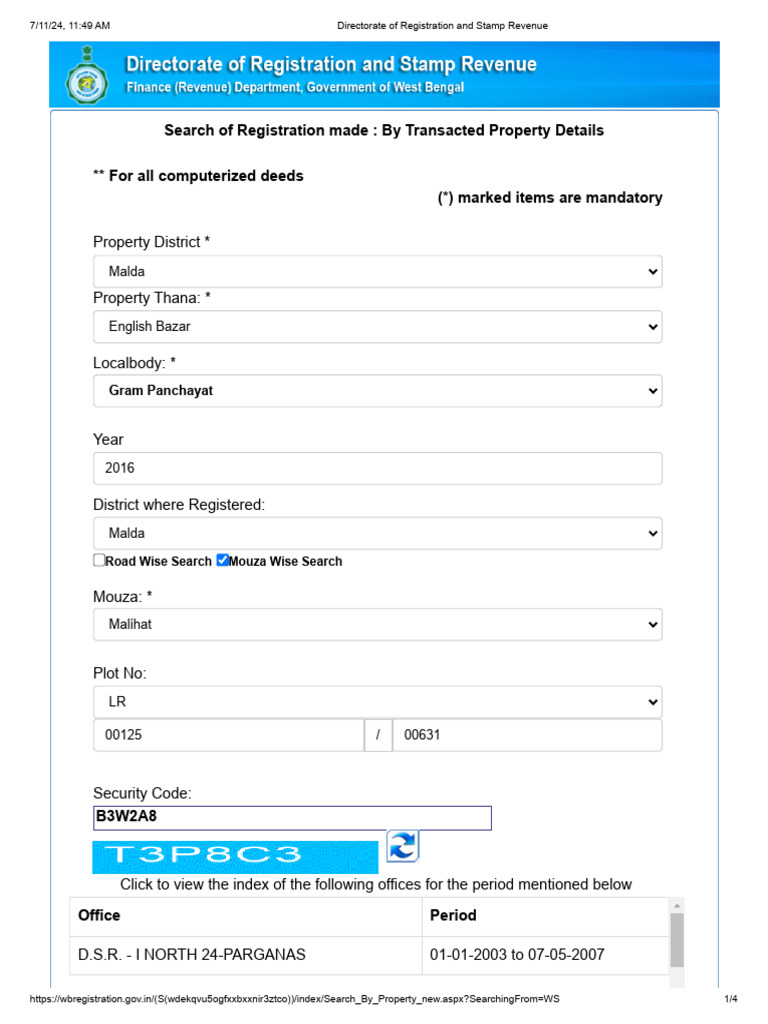 Search of Registration Made: by Transacted Property Details For All ...