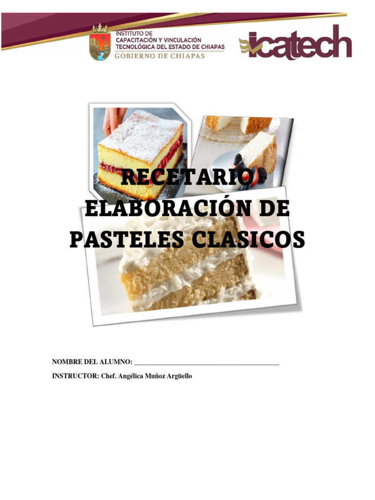 Recetario Elaboración de Pasteles Clasicos | PDF | Pasteles | Confitería