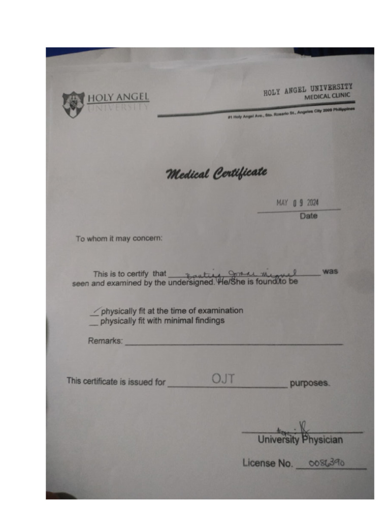 Medical Certificate | PDF