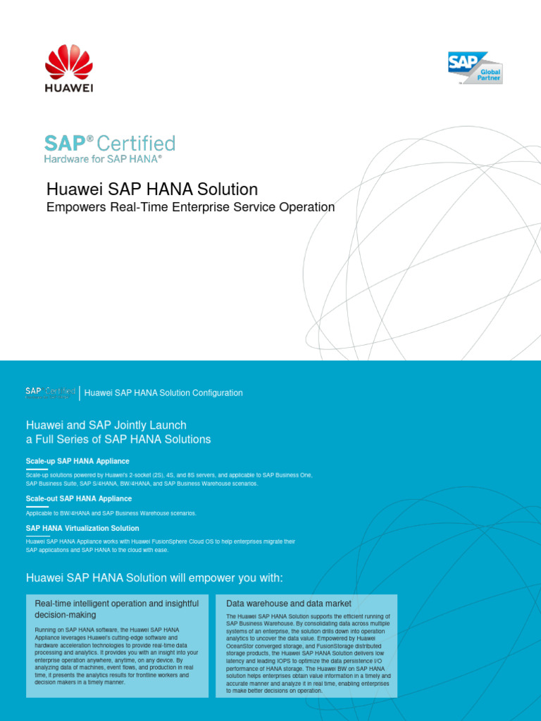 Huawei Solutions For SAP HANA Data Sheet | PDF | Scalability | Solid ...