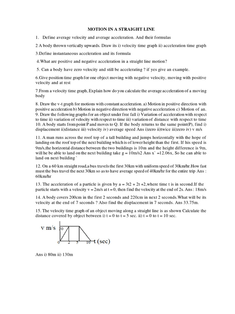 Understanding Straight Line Motion Concepts | PDF | Teaching Methods ...