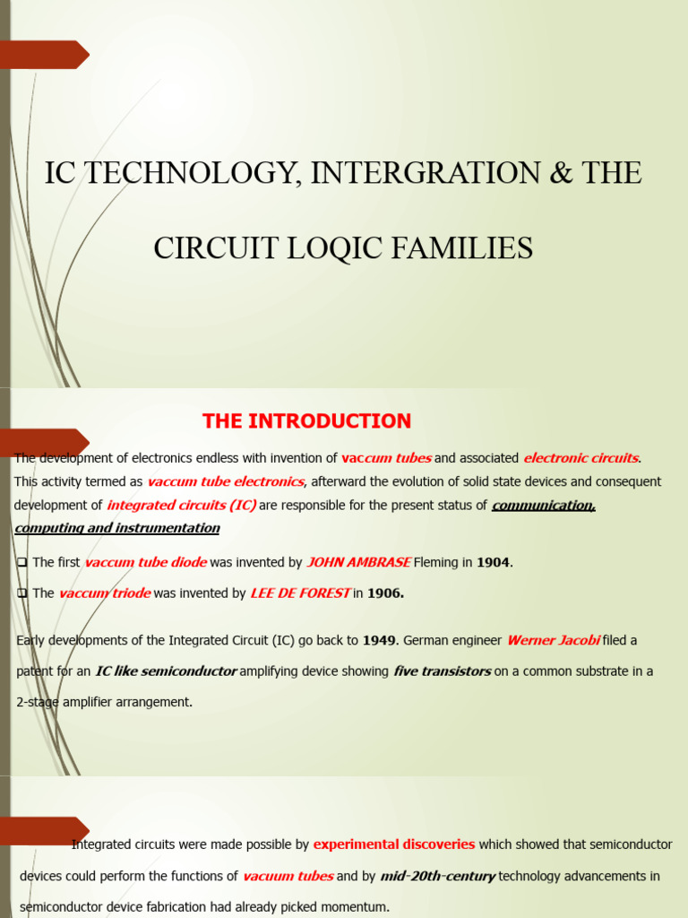 Chapter On Ic and Scales of Intergration and Logic Families Part A | PDF | Integrated Circuit ...