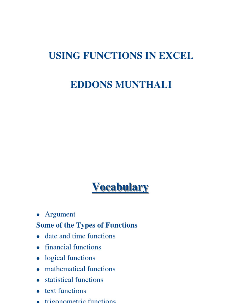 TWO - Lecture 2, 3 AND 4 Advanced Excel | PDF | Function (Mathematics) | Microsoft Excel