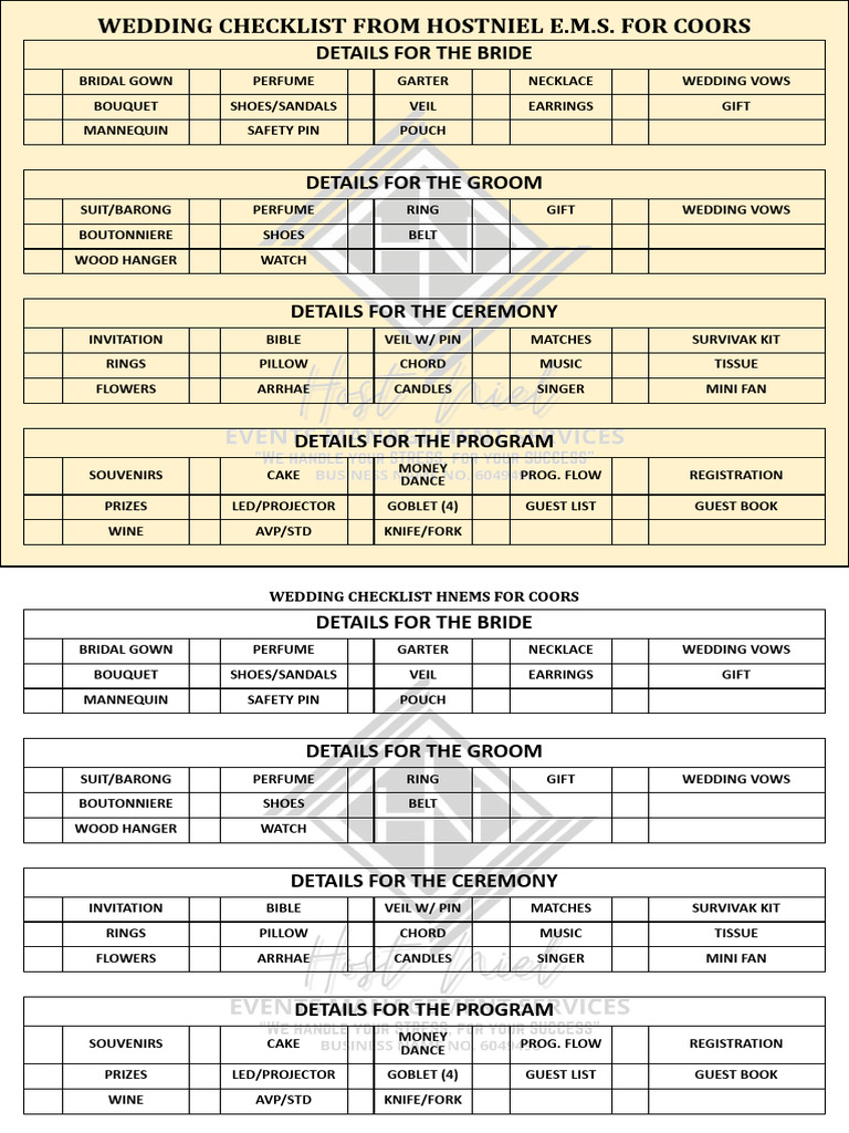 Comprehensive Wedding Checklist Guide | PDF