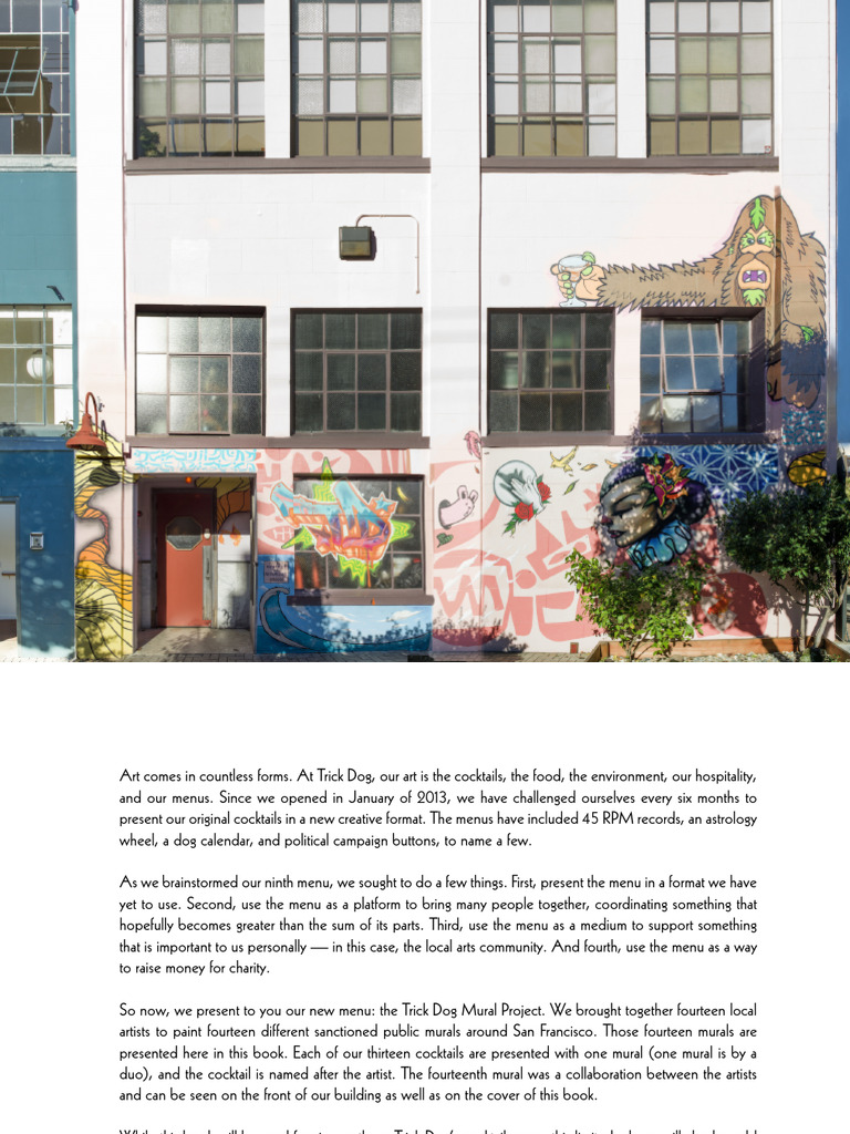 Trick Dog Mural Project Cocktail Menu | PDF | Whisky | Alcoholic Drinks