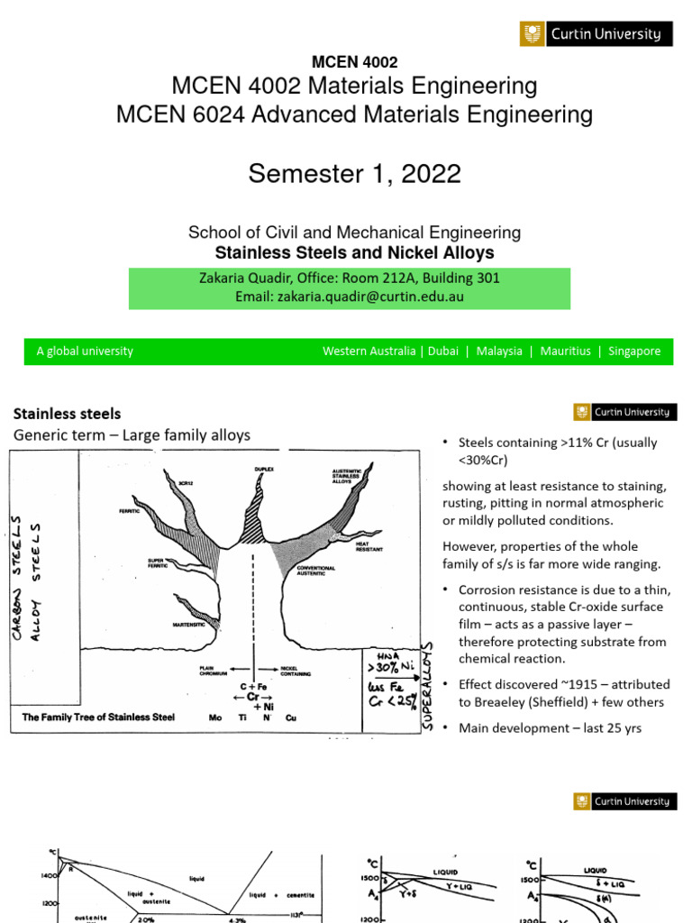 Lec 8 - Stainless Steels and Ni Alloys | PDF | Stainless Steel | Steel