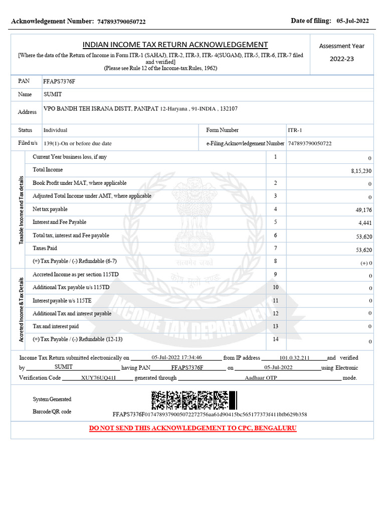 SUMIT ITR | PDF | Economies | Personal Finance