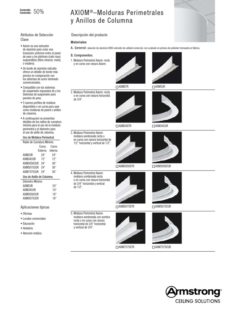 Ficha Técnica Axiom Molduras Perimetrales y Anillos de Columna | PDF ...