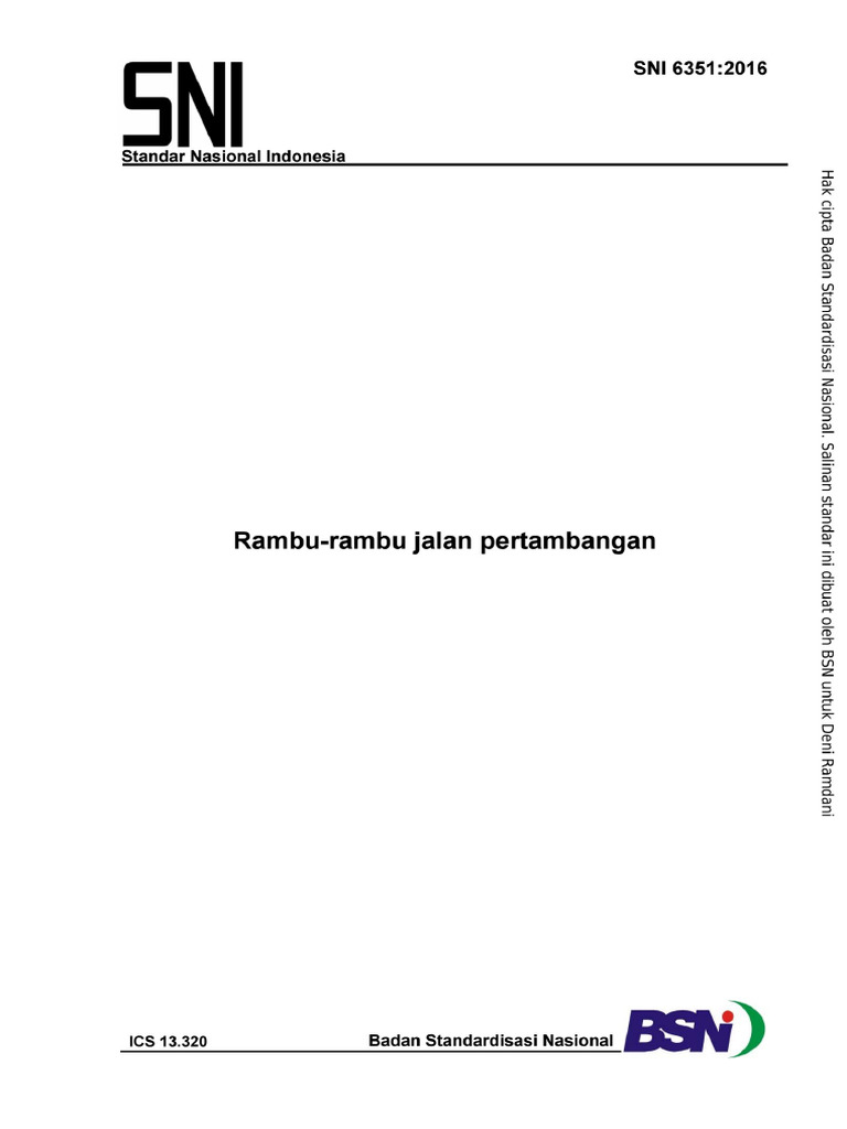 SNI 6351-2016 - Rambu-rambu Jalan Pertambangan | PDF