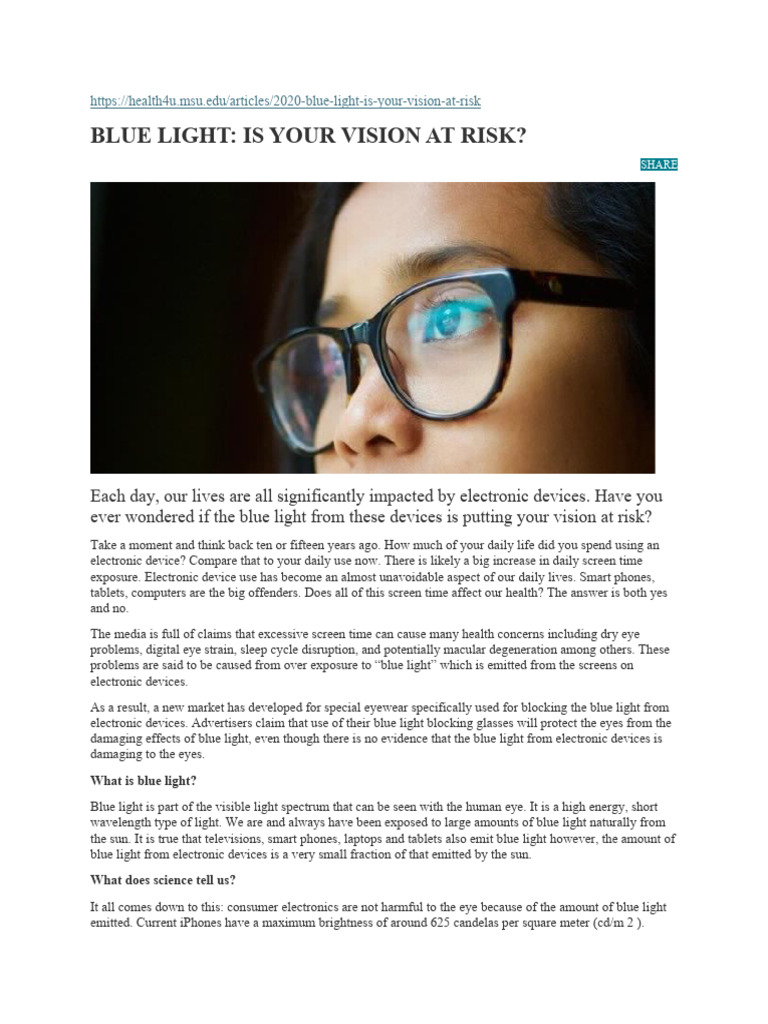 Blue-Light-Risk | PDF | Ultraviolet | Glasses