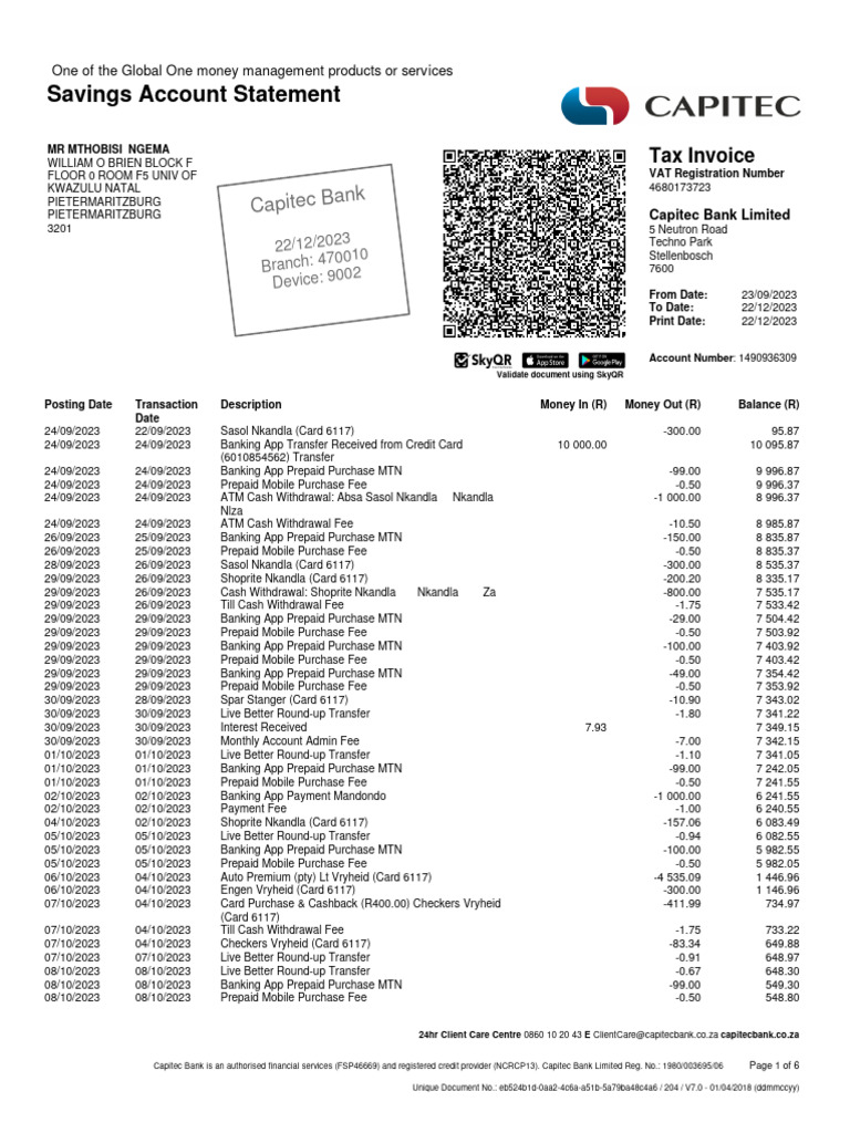 Account Statement | PDF | Stored Value Card | Debit Card