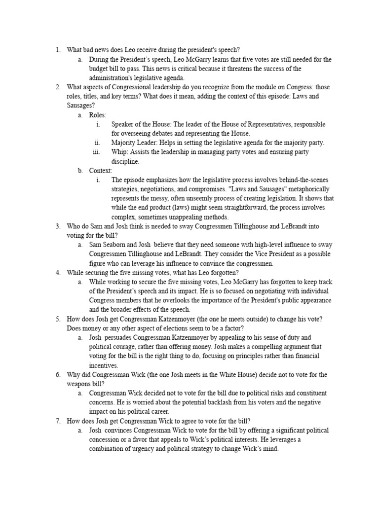 Presidency Writing Exercise | PDF | United States Congress | American ...