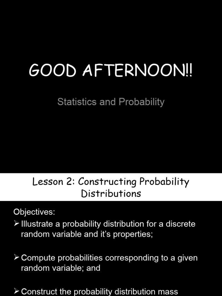Statistics and Probability Lesson 2 | PDF | Probability Distribution | Random Variable