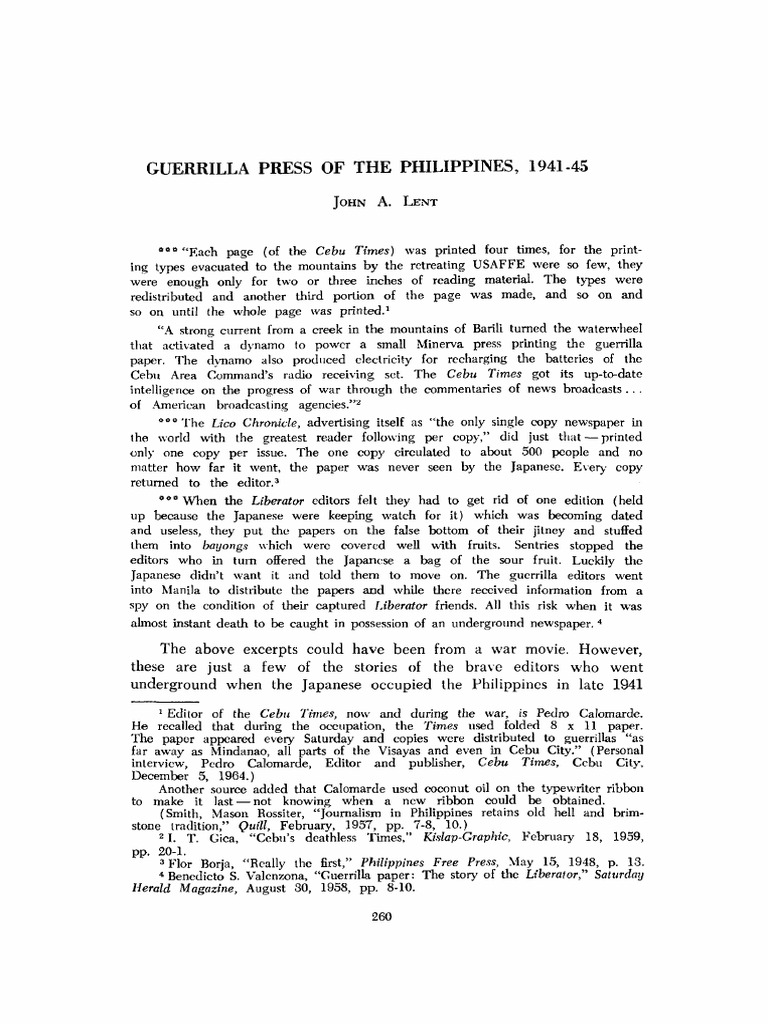 Lent Guerilla Press Philippines 1941 | PDF | Philippines | News