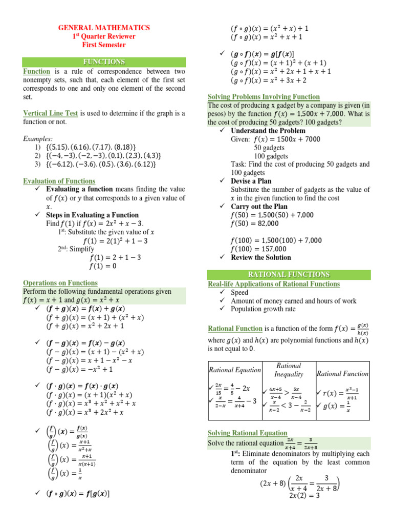 General Mathematics: Functions Overview | PDF | Exponentiation | Function (Mathematics)