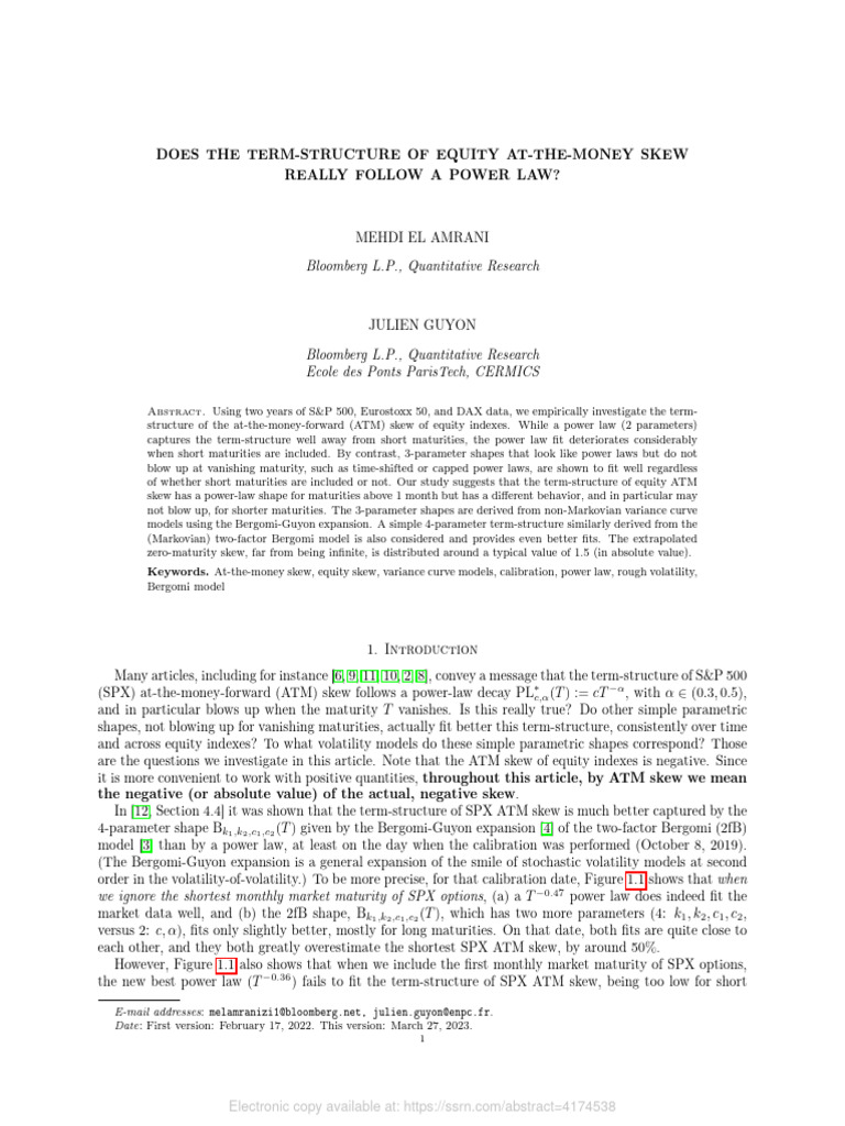 Equity ATM Skew Term-Structure Analysis | PDF | Power Law | Yield Curve