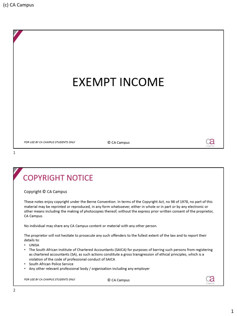 Exempt Income - Slides | PDF | Dividend | Tax Exemption