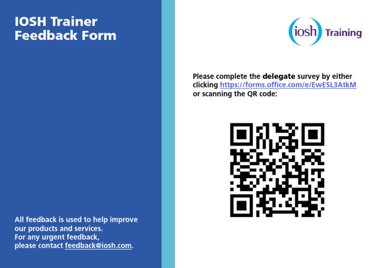 IOSH Trainer Feedback Form | PDF