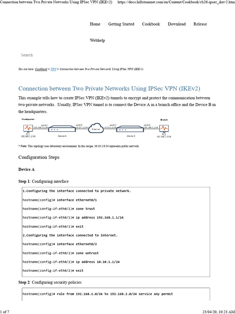 Connection Between Two Private Networks Using IPSec VPN (IKEv2) | PDF | Virtual Private Network ...
