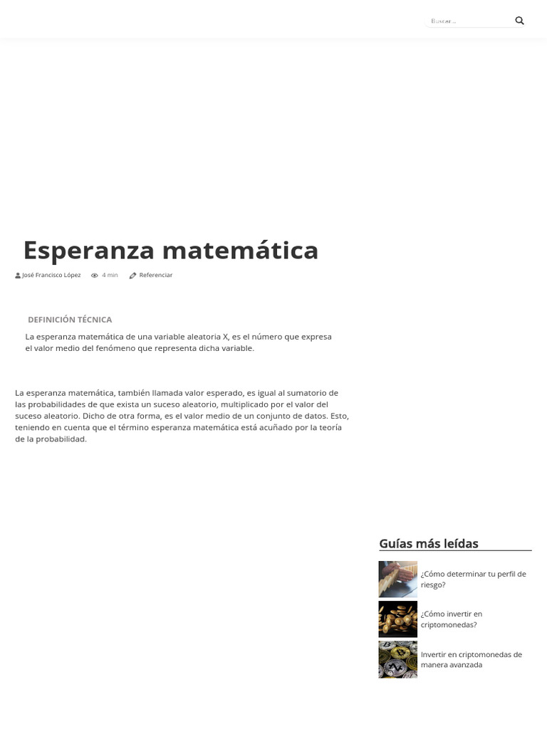 Esperanza Matemática | PDF | Valor esperado | Teoría de probabilidad