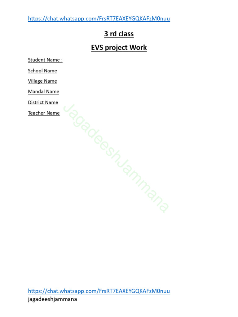 3rd Class EVS SEM 1 PROJECT WORK | PDF
