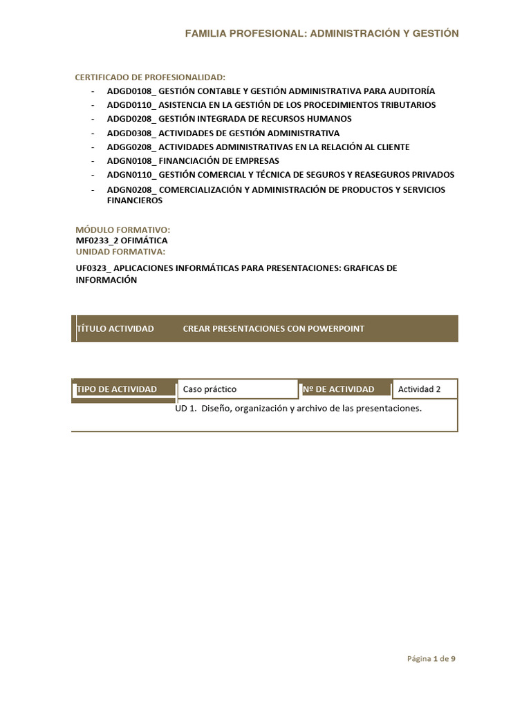 UF0323 - UD1 - Actividad 2 - Caso Práctico Alumno | PDF | Microsoft PowerPoint | Microsoft