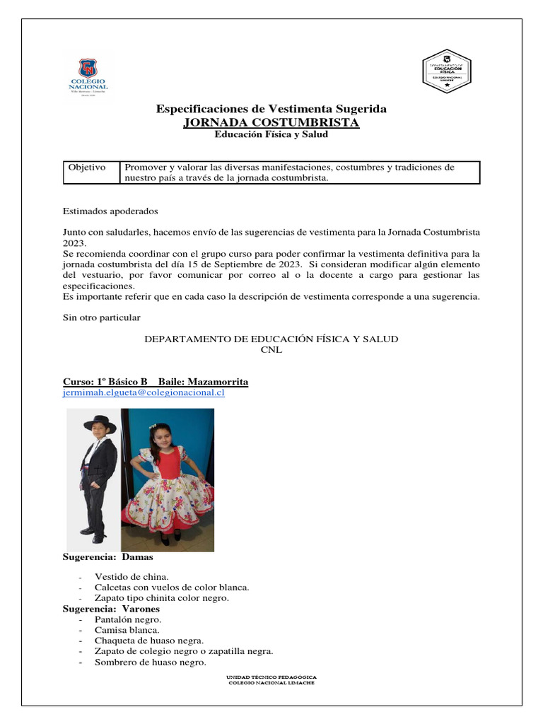 Vestimenta Sugerida Jornada Costumbrista | PDF | Ropa | Moda