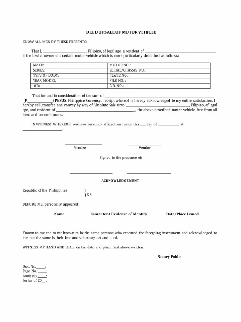 DEED OF SALE Printable | PDF